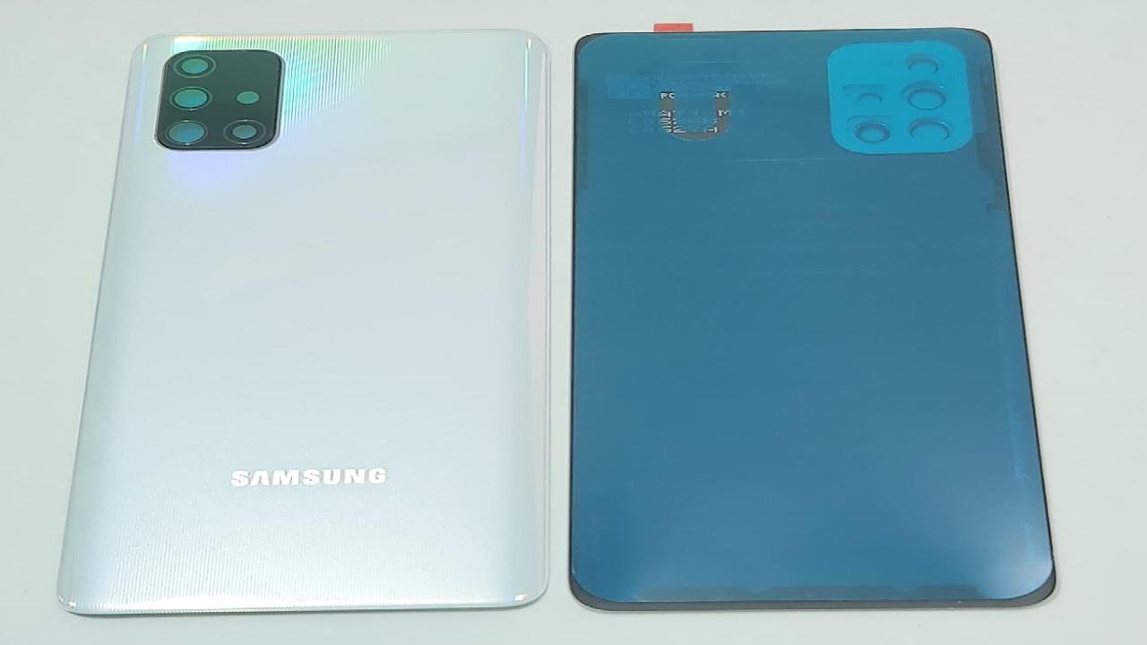 TAPA C/VIDRIO CAM C/LOGO SAM A71 4G (A715) PLATEADO