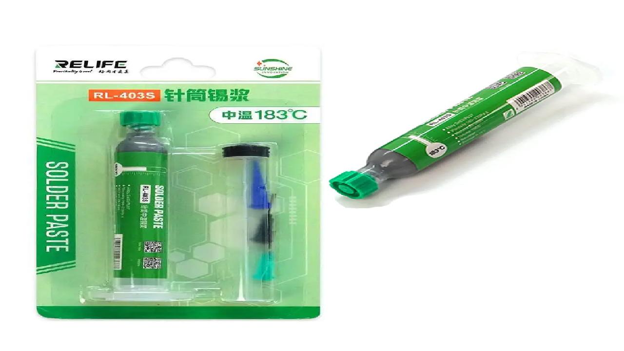 ESTAÑO EN PASTA RELIFE RL-403S JERINGA CON VARILLA Y 3 PUNTAS DISPENSADORAS